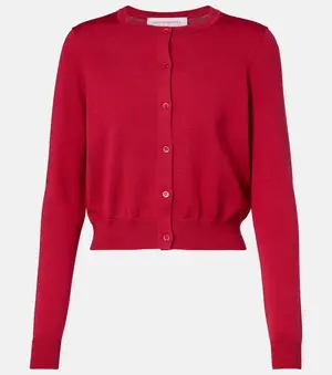 Carolina Herrera Cropped Silk And Cotton Cardigan - Pink