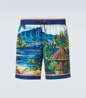 Dolce & Gabbana Printed Swim Trunks - Blue