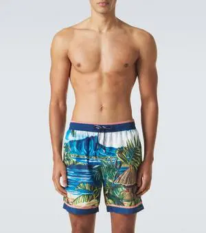 Dolce & Gabbana Printed Swim Trunks - Blue