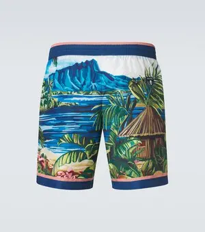 Dolce & Gabbana Printed Swim Trunks - Blue