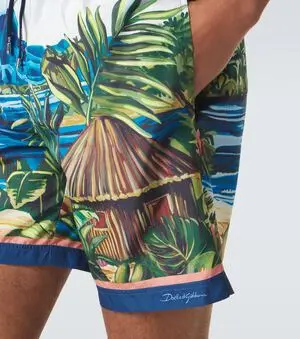 Dolce & Gabbana Printed Swim Trunks - Blue