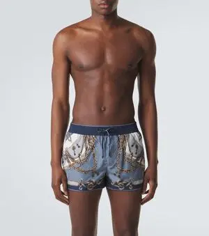Dolce & Gabbana Printed Swim Trunks - Blue