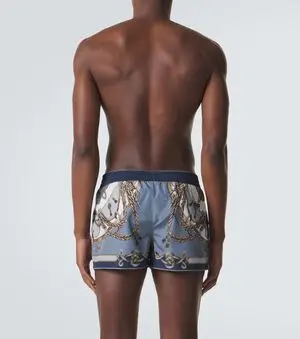 Dolce & Gabbana Printed Swim Trunks - Blue
