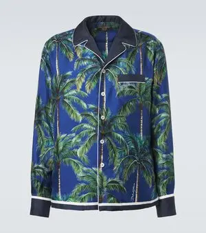 Dolce & Gabbana Printed Silk Twill Shirt - Blue