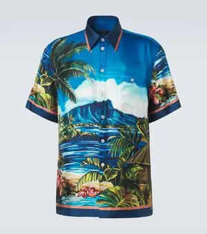 Dolce & Gabbana Printed Silk Twill Shirt - Blue