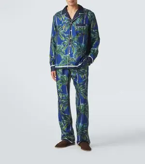 Dolce & Gabbana Printed Silk Twill Straight Pants