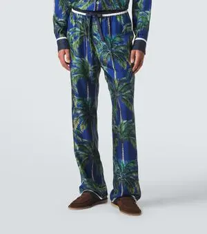 Dolce & Gabbana Printed Silk Twill Straight Pants