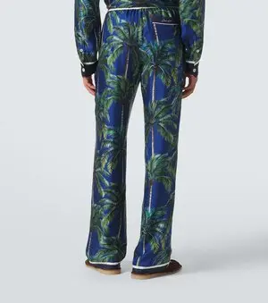 Dolce & Gabbana Printed Silk Twill Straight Pants