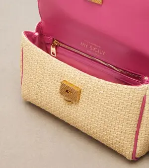Dolce & Gabbana Sicily Small Raffia-effect Top-handle Bag - Beige