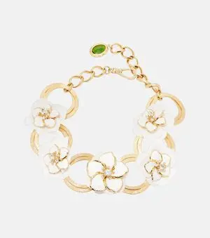 Dolce & Gabbana Embellished Floral Link Necklace - Gold