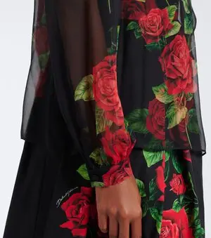 Dolce & Gabbana Floral Sheer Silk Chiffon Blouse