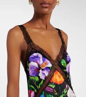 Dolce & Gabbana Lace-trimmed Floral Silk-blend Maxi Dress