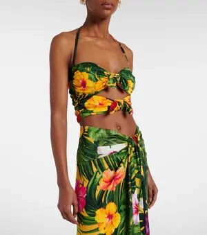 Dolce & Gabbana Floral Halterneck Crop Top - Multicoloured
