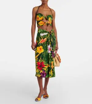 Dolce & Gabbana Floral Halterneck Crop Top - Multicoloured