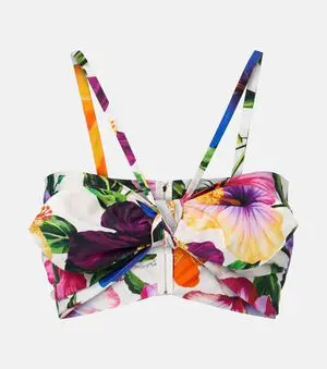 Dolce & Gabbana Bow-detail Floral Cotton Bra Top - Multicoloured