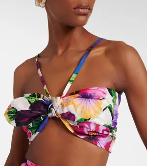 Dolce & Gabbana Bow-detail Floral Cotton Bra Top