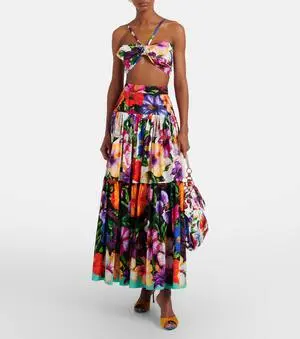 Dolce & Gabbana Bow-detail Floral Cotton Bra Top