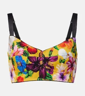 Dolce & Gabbana Floral Silk-blend Crop Top - Multicoloured