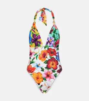 Dolce & Gabbana Floral Halterneck Swimsuit - Multicoloured