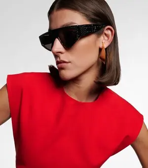 Alaïa Lettering Logo Flat-top Sunglasses - Black