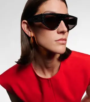Alaïa Lettering Logo Flat-top Sunglasses - Black