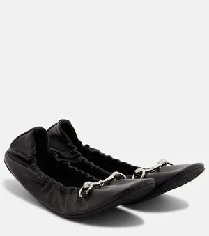Gucci Prima Horsebit Leather Ballet Flats - Black