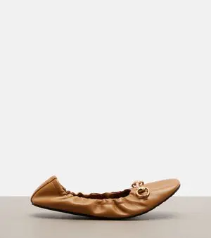 Gucci Prima Horsebit Leather Ballet Flats - Brown