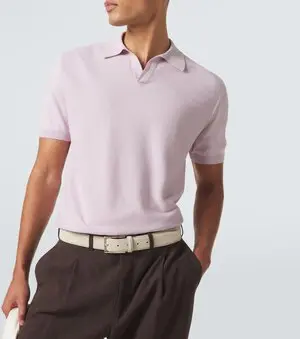 Canali Cotton And Silk Polo Shirt - Pink