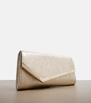 JIMMY CHOO Emmie Small Metallic Leather Clutch - Gold