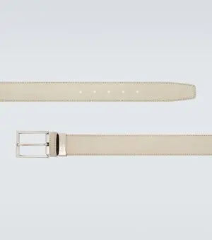 Canali Suede Leather Belt - White