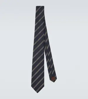Canali Striped Silk And Wool Tie - Blue