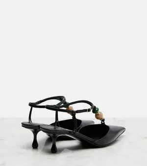 JIMMY CHOO Lauri Embellished Leather Slingback Pumps - Black