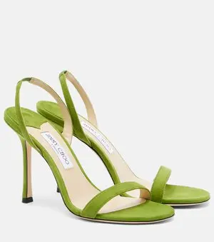 JIMMY CHOO Suede Slingback Sandals - Green