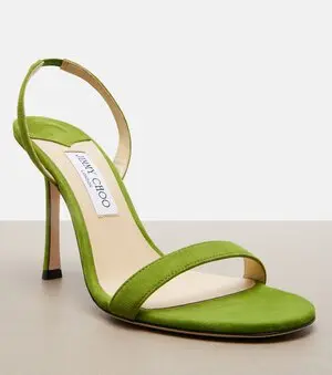 JIMMY CHOO Suede Slingback Sandals - Green