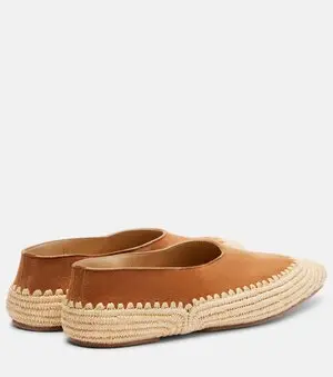 Gabriela Hearst Strength Crochet Raffia-trimmed Suede Flats