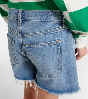 FRAME The Long Hang Denim Shorts - Blue
