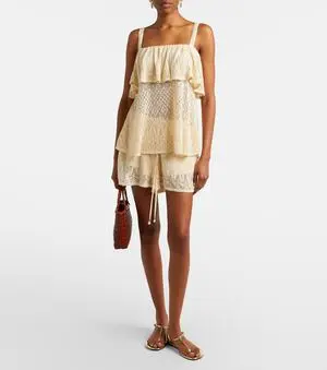 Zimmermann Mahon Crochet Lace Shorts - Beige