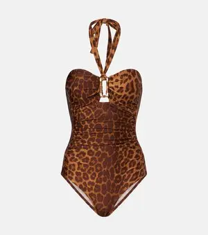 Zimmermann Mahon Halterneck Swimsuit - Brown