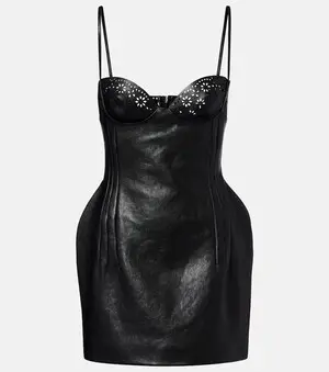 Magda Butrym Ivory Glow Leather Mini Dress