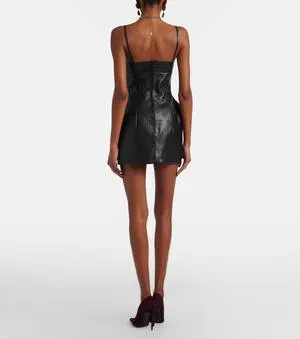 Magda Butrym Ivory Glow Leather Mini Dress