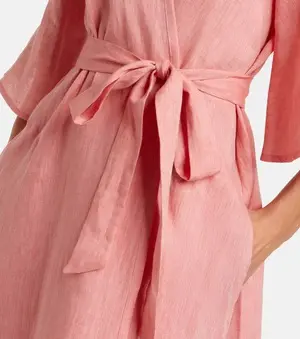 ERES Audacieuse Belted Linen Maxi Dress - Pink