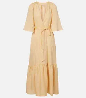 ERES Audacieuse Belted Linen Maxi Dress - Yellow