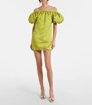 Saint Laurent Embroidered Duchess Satin Mini Dress