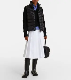 Moncler Virgin Wool Cardigan With Down Paneling - Black