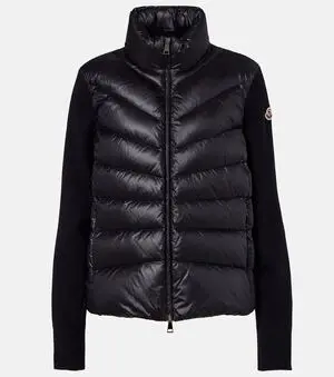 Moncler Virgin Wool Cardigan With Down Paneling