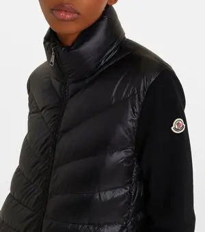 Moncler Virgin Wool Cardigan With Down Paneling