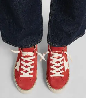 GOLDEN GOOSE Hi Star Glitter-trimmed Suede Sneakers