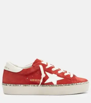 GOLDEN GOOSE Hi Star Glitter-trimmed Suede Sneakers