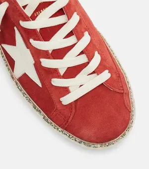 GOLDEN GOOSE Hi Star Glitter-trimmed Suede Sneakers