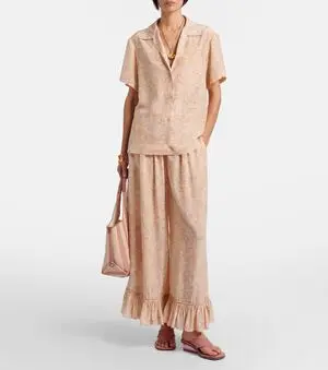 Chloé Leather Wedge Thong Sandals - Pink
